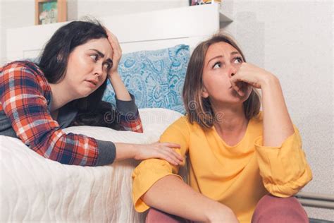 The Concept Of Lesbian Relationships Lgbttwo Young Women Spend Time Next To Each Other One