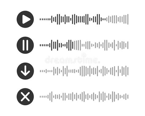 Voice Message Icons Audio Chat Elements With Playing Paused Downloading Buttons And Speech