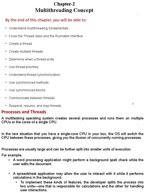 Multithreading Concept By The End Of This Chapter You Will Be Able To