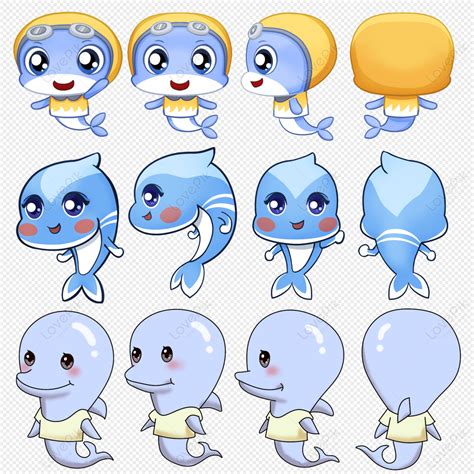 만화 돌고래 마스코트 Png 일러스트 무료 다운로드 Lovepik