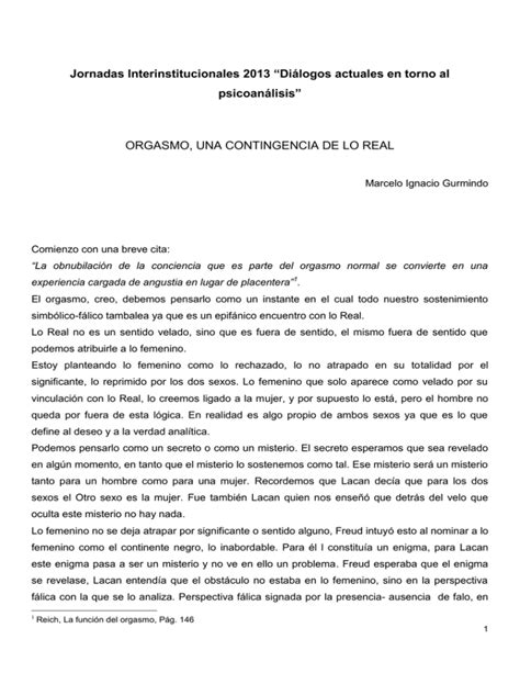 Orgasmo Una Contingencia De Lo Real