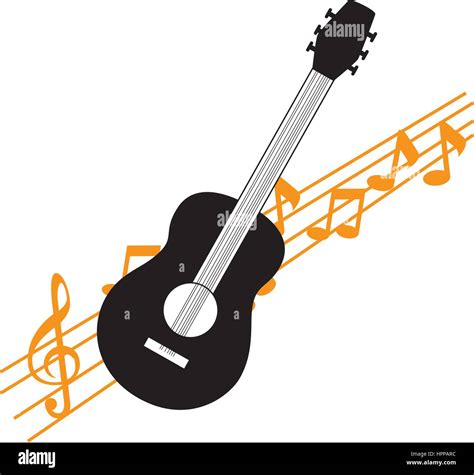 Acoustic Guitar With Musical Notes Stock Vector Image And Art Alamy