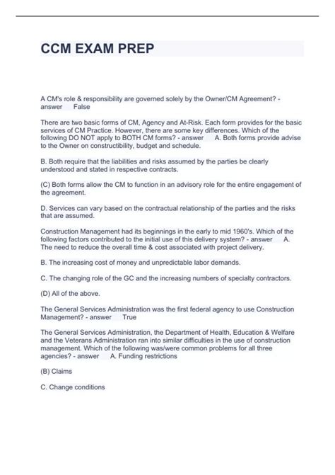 CCM EXAM PREP QUESTIONS AND ANSWERS CCCM Certified Commercial Contract Manager Stuvia US