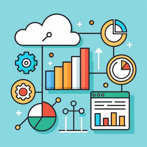 Cloud Computing And Data Analysis With A Bar Chart Pie Charts And Gear