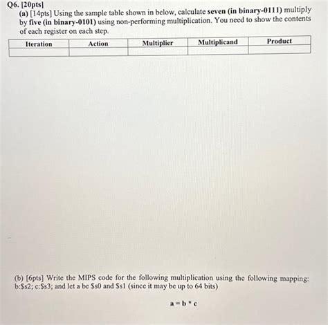 Solved Q6 20pts A 14pts Using The Sample Table Shown
