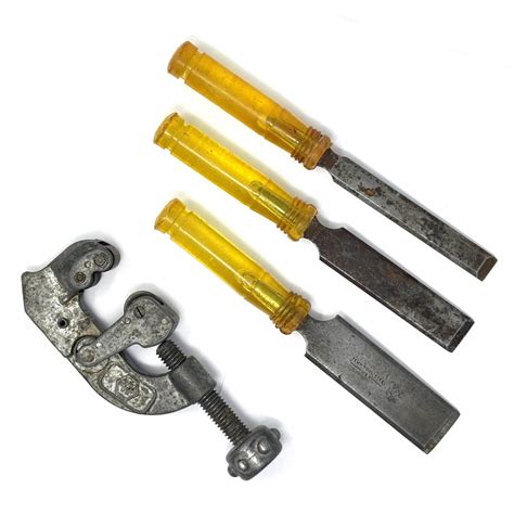 Old Hand Tool Lot Vintage Pipe Tubing Cutter And Temp Tool Steel