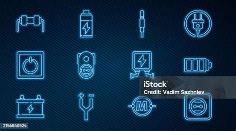 설정 라인 전기 콘센트 배터리 충전량 표시기 오디오 잭 전등 스위치 저항 전기 변압기 및 아이콘 벡터 컴퓨터 칩에 대한 스톡 벡터 아트 및 기타 이미지 Istock