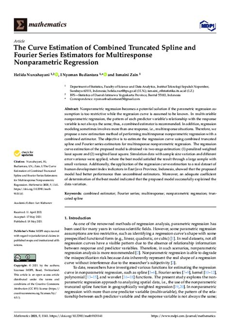 Pdf The Curve Estimation Of Combined Truncated Spline And Fourier Series Estimators For