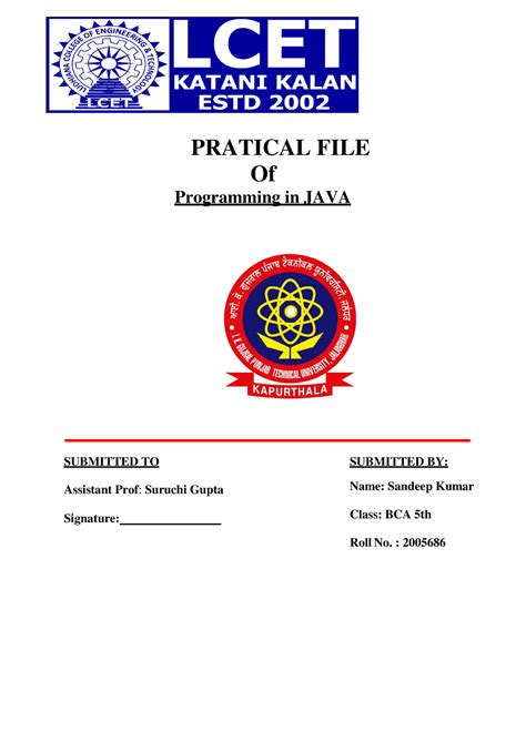 Sandeeep Java File Nznvkasrnjnofbh PRATICAL FILE Of Programming In