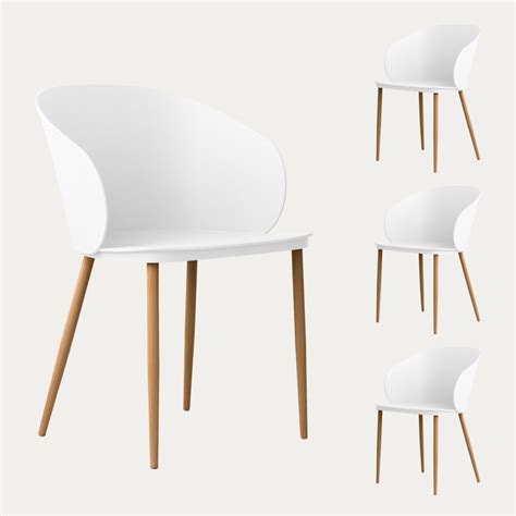 Set 4 Sedie Polipropilene Bianco Loop Kenayhome