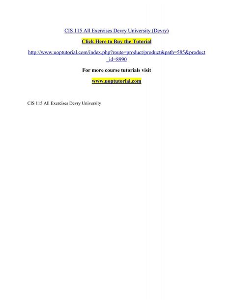 Cis 115 All Exercises Devry University