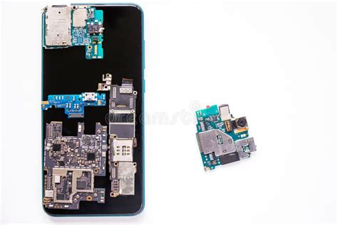 Electronic Motherboard Isometric Processor Microchip Of Mobile Phone Digital Communication