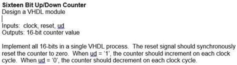 solved sixteen bit up down counter designing a vhdl module inputs