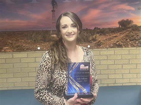 Jade Adkins Is The Receipient Of The August Employee Of The Month
