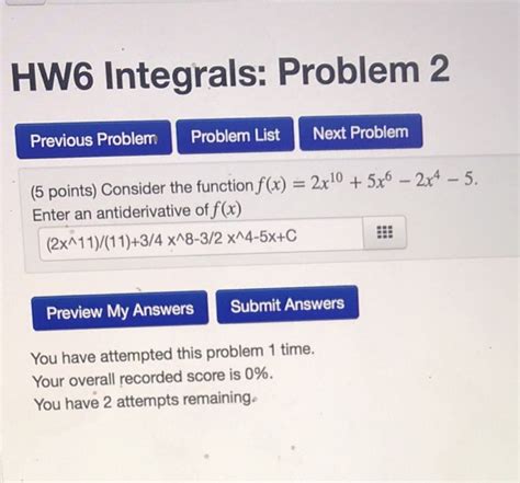 Solved Hw6 Integrals Problem 2 Previous Problem Problem