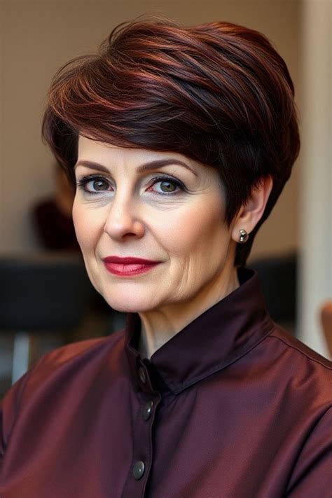 55 Pixie Colours For Women Over 50 Deep Mahogany Pixie