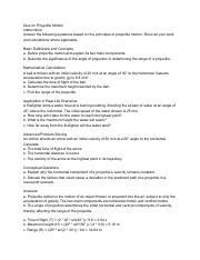 Mastering Projectile Motion Quiz Concepts Calculations Course Hero