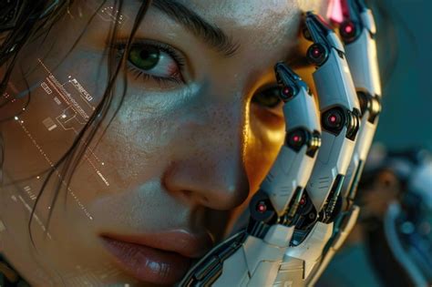 Premium Photo Woman Transforms Into Ai Robot Exploring Future Technology