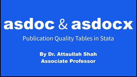 Asdoc And Asdocx For Publication Quality Tables Webminar Youtube