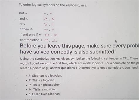 To Enter Logical Symbols On The Keyboard Use Not¬