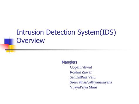 PPT Intrusion Detection System IDS Overview PowerPoint Presentation ID