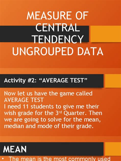 Measures Of Central Tendency Ungrouped Data Pdf Mode Statistics Mean