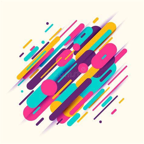 Vector Illustration Of Dynamic Composition Made Of Colored Rounded