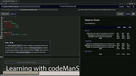 🖥️ Learn Html And Css Freecodecamp 📈 Balance Sheet Step 55 💼 Youtube