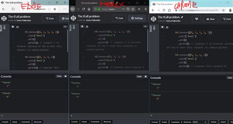 Bug The Tf All Operation Has Incorrect Behavior In Browser In