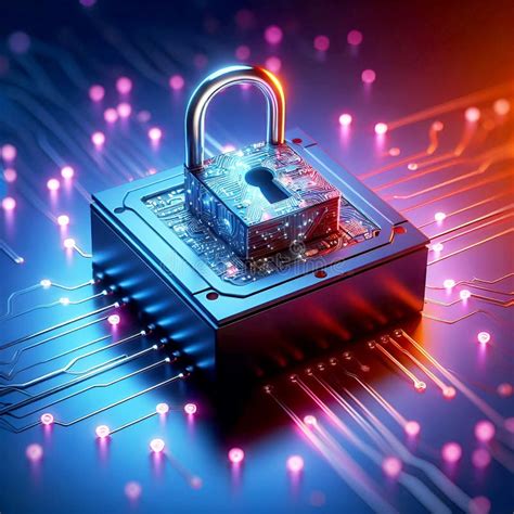 Computer Digital Circuit Board Padlock Neon Lighting Line Security
