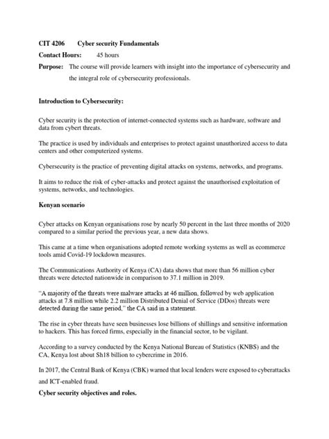 Cyber Security Lecture Notes Pdf Security Computer Security