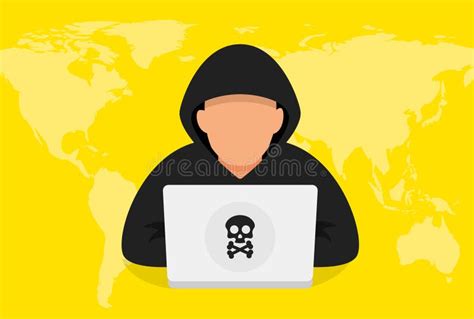 Computer Hacker With Laptop Vector Icon Stock Vector Illustration Of Mysterious Human
