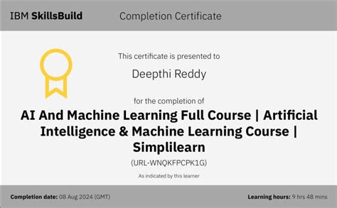 I Have Successfully Completed The Ai And Machine Learning Full Course Offered By Simplilearn In