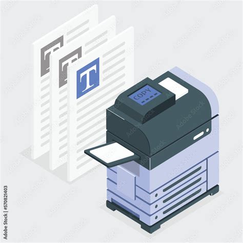 Office Multi Function Printer Scanner Isolated Flat Vector Illustration Vector Photocopier And