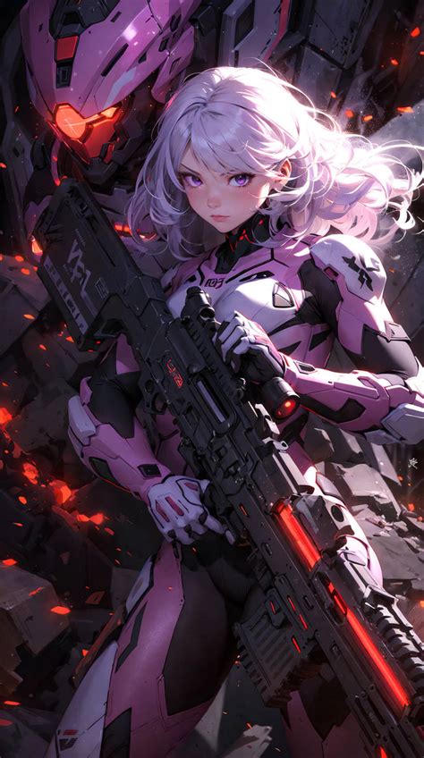 Pink Sniper Girl And Her Mecha By Waifuxart On Deviantart