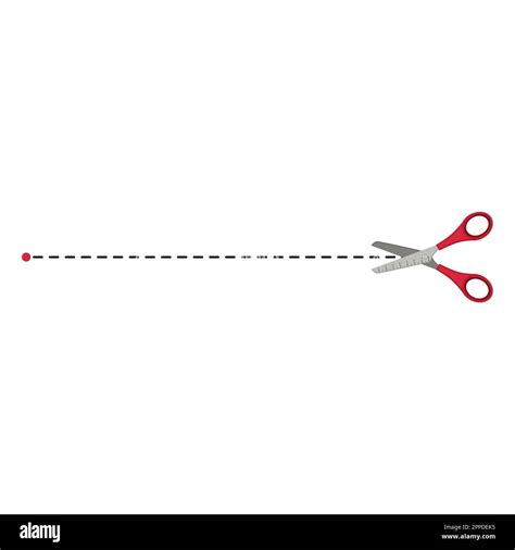 Cutting Line Stylized Symbol Of Scissor And Cutting Line Vector