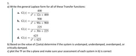Solved 3 Write The Time Domain Step Response For All The