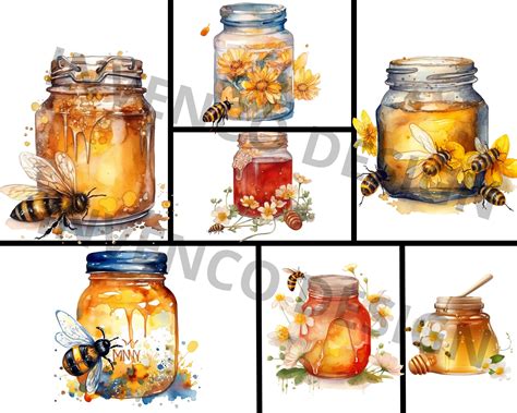 Watercolor Honey Bee Clipa Rt Png Commercial Use Instant Download Etsy