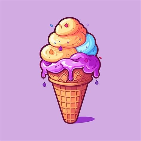 Premium Ai Image Ice Cream Cone Cartoon Icon Illustration Sweet Food