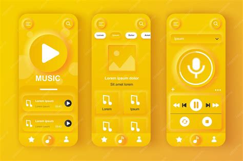 Premium Vector Music Player Concept Neumorphic Templates Set Player Interface Ui Ux Gui Screens