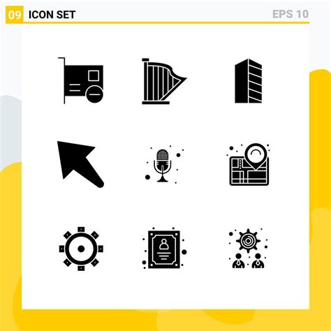 User Interface Pack Of 9 Basic Solid Glyphs Of Up Arrow Music Real Estate House Editable Vector