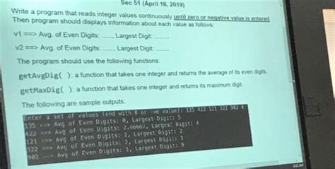 Solved Write A Program That Reads Integer Values