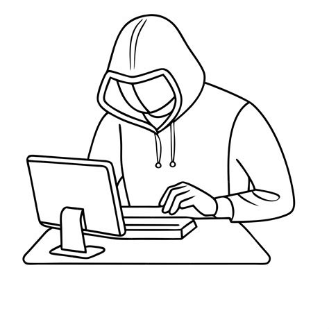 Premium Vector Single Line Drawing Of A Computer Hacker Stereotype In A Line Art Vector