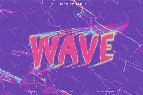 Wave Retro Grunge Distortion Font Style Text Effect Free Photoshop