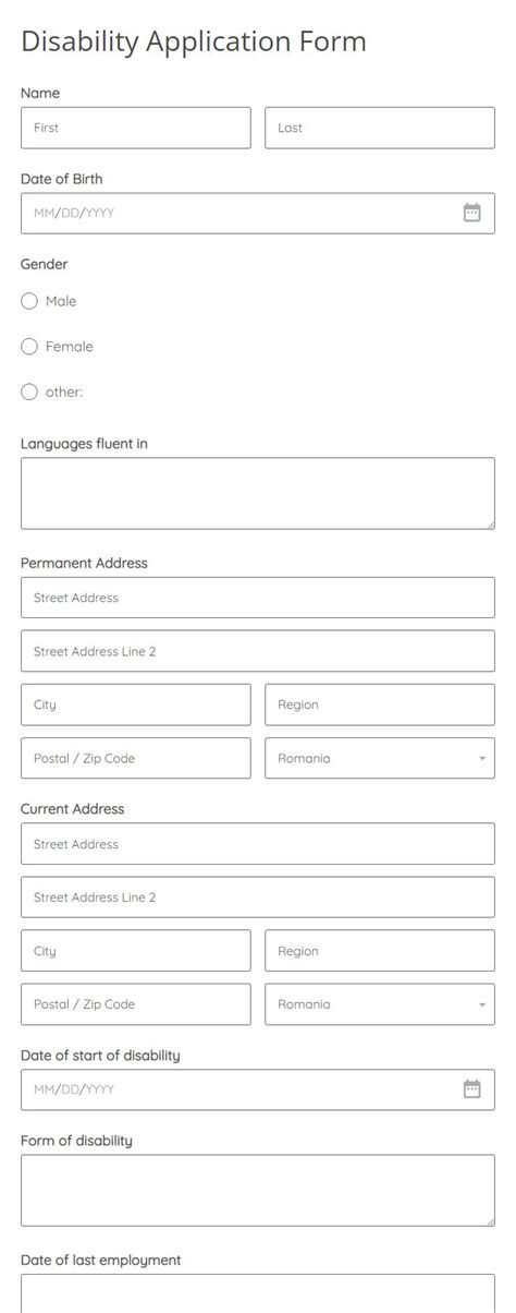 Disability Application Form Template 123formbuilder