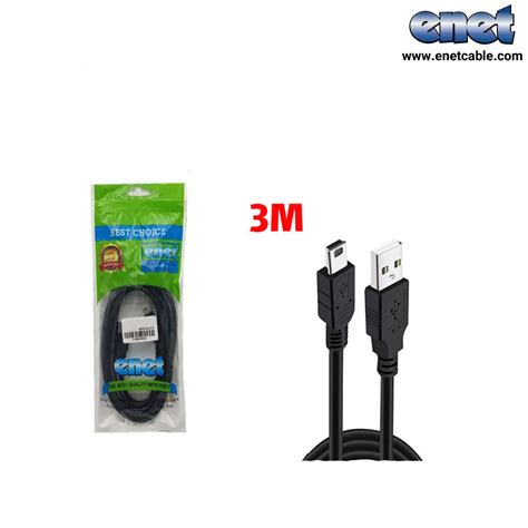 خرید و قیمت عمده کابل ۳ متری Mini Usb مشکی ای نت ⭐️ فروشگاه ای‌نت