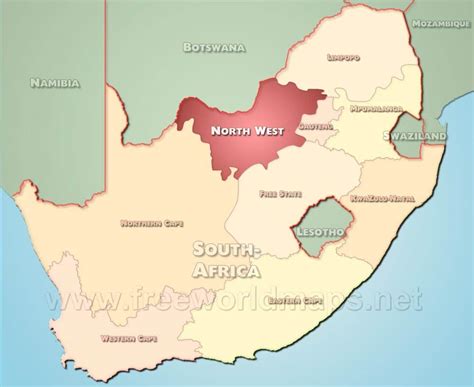 North West Map South Africa North West Province Of South Africa