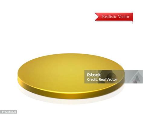 현실적인 벡터 아이콘입니다 흰색 배경에 격리된 황금 원형 무대 평면도 3차원 형태에 대한 스톡 벡터 아트 및 기타 이미지 3차원 형태 Championship 강단