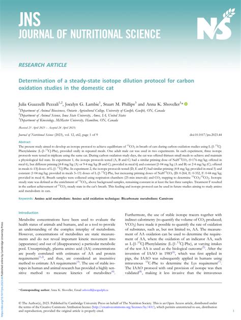 Pdf Determination Of A Steady State Isotope Dilution Protocol For
