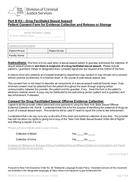 Fillable Online Drug Facilitated Sexual Assault Patient Consent Form